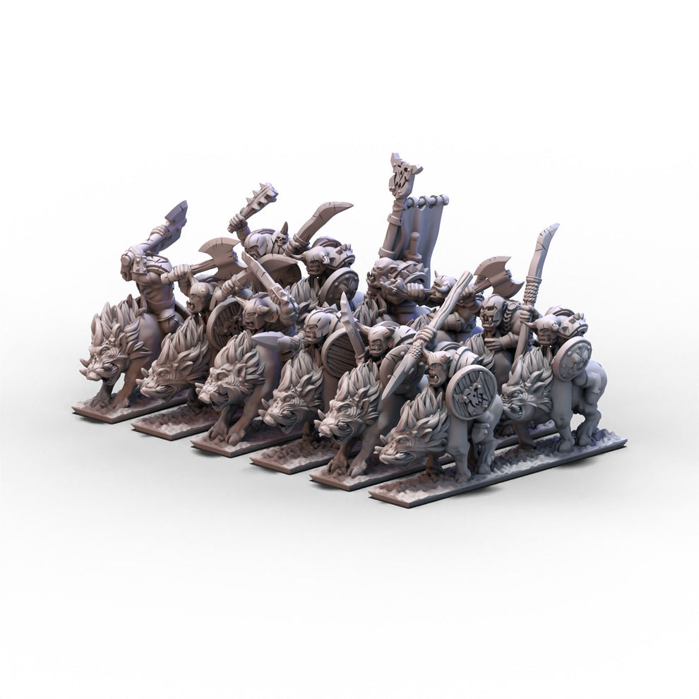 Orcs and Goblins (GSM) | Boar Riders Unit 1 | 10mm or 15mm miniatures ...