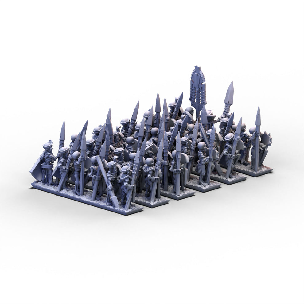 King of Sands | Skeletons (Spears) Unit 1 | 10mm or 15mm miniatures for Warmaster, Kings of War ...