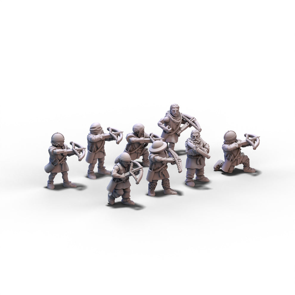 Medieval Unarmored Militia with Crossbows | 15mm or 28mm miniatures for ...