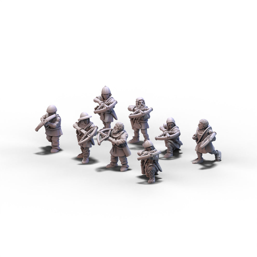 Medieval Unarmored Militia with Crossbows | 15mm or 28mm miniatures for ...