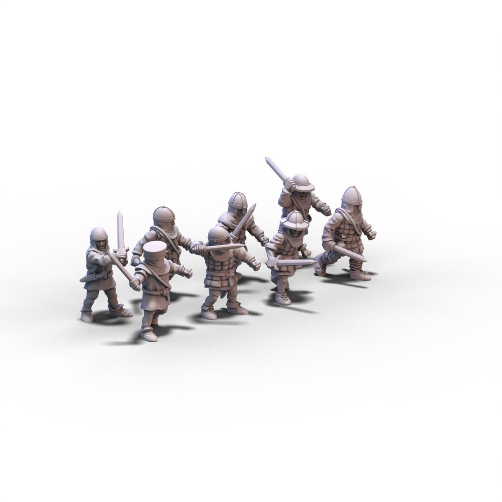 Medieval Unarmored Militia with Swords | 15mm or 28mm miniatures for ...